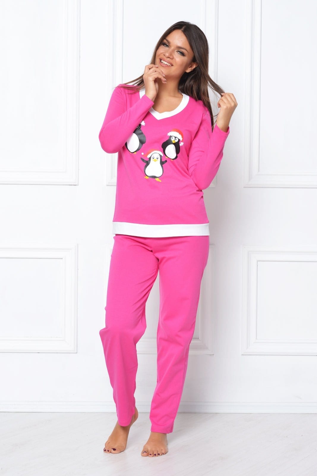 Pijama dama roz pinguini – Natalee