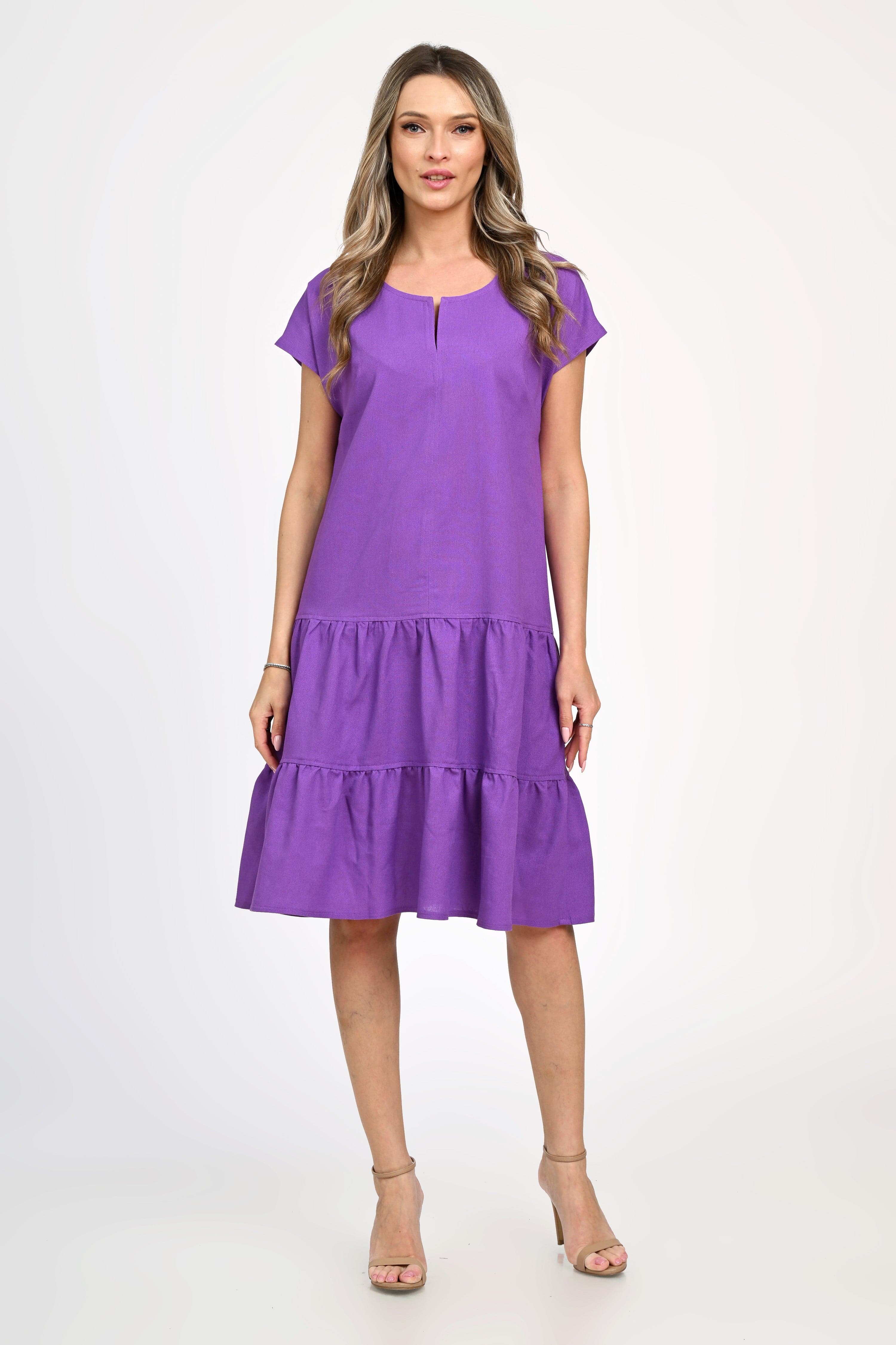 Rochie din in mov Josefina – Natalee